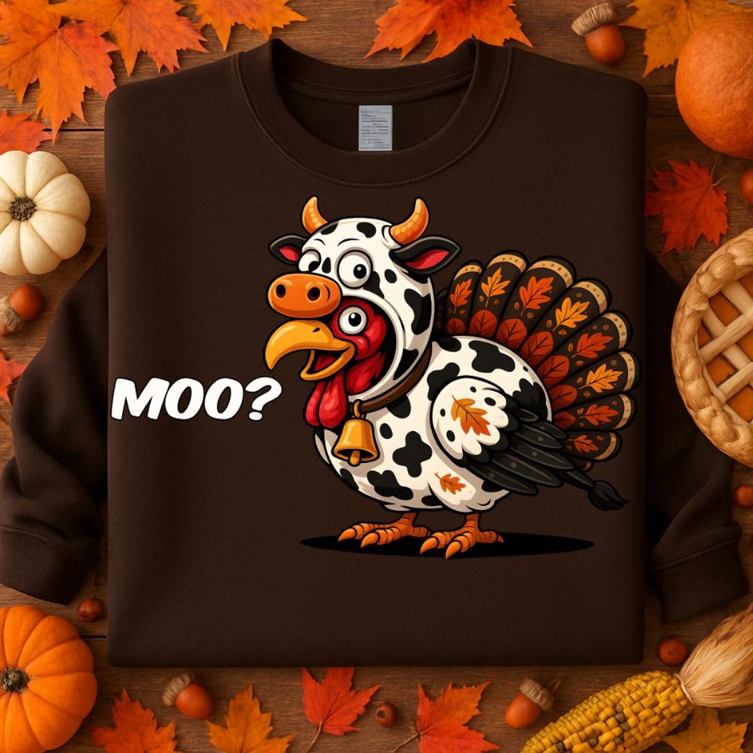 Funny Cow Turkey MOO Thanksgiving PNG Fall Farm Humor Sublimation ...