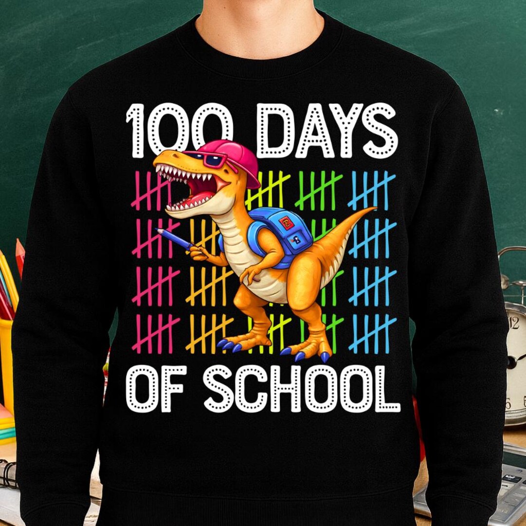 100 Days of School Dino PNG, Funny Dinosaur 100 Days Shirt Design, T ...