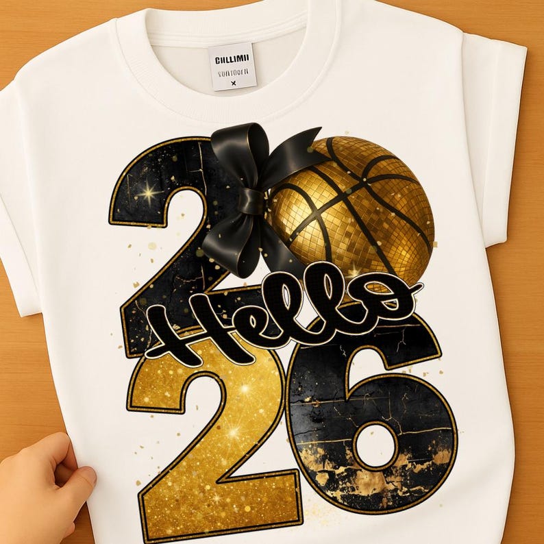 Hello 2026 Basketball PNG, Gold Glitter New Year Design (digital ...