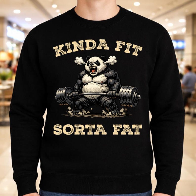 Kinda Fit Sorta Fat Panda PNG, Funny Gym Workout Sublimation Design ...