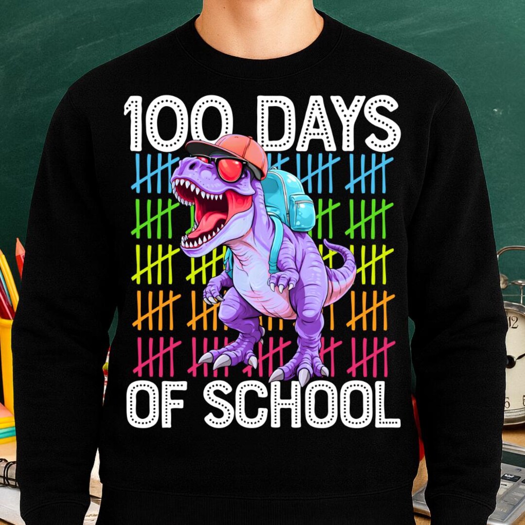 100 Days of School Dinosaur PNG, Funny Dino 100 Days Shirt Design, Kids ...
