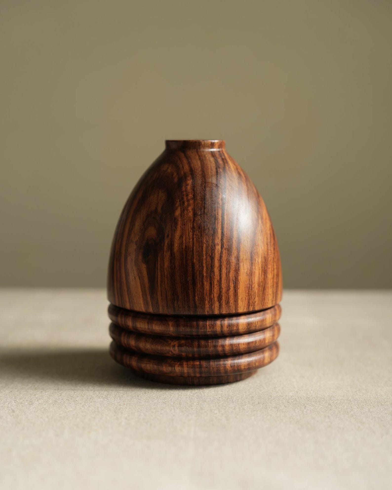 Walnut Wood Vase, Large Wooden Vase for Dried Flowers, Rustic Natural ...