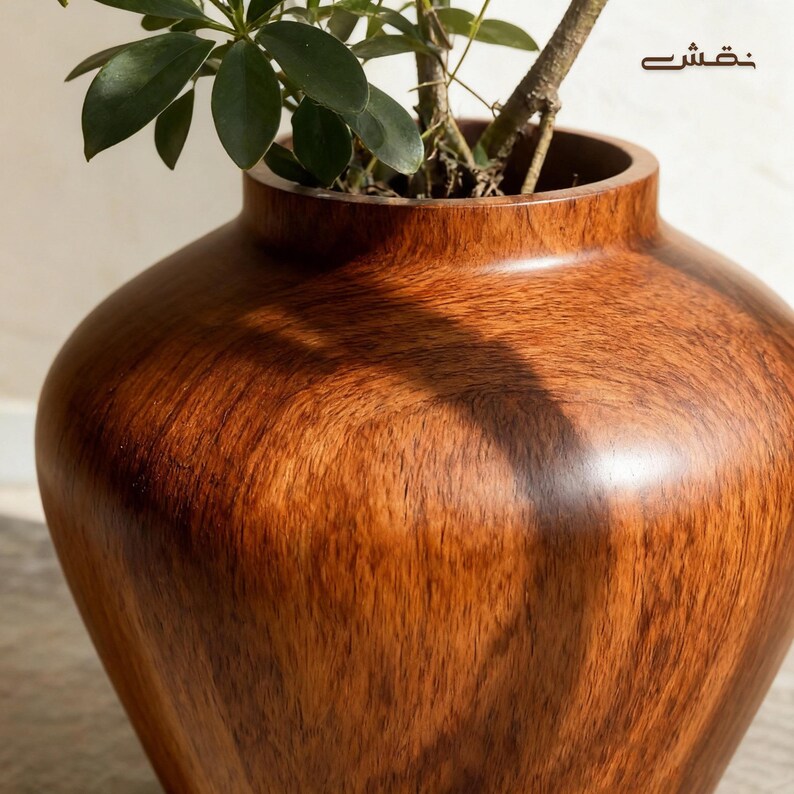 Walnut Wood Vase Large Wooden Vase for Dried Flowers, Rustic Modern ...
