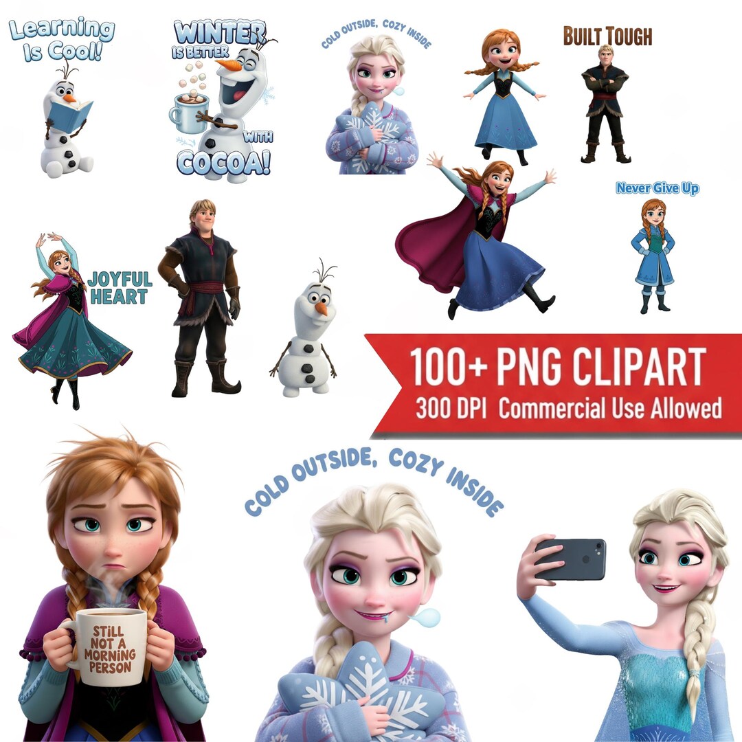 Frozen Clipart Bundle: 100 + PNG Digital Designs - Etsy