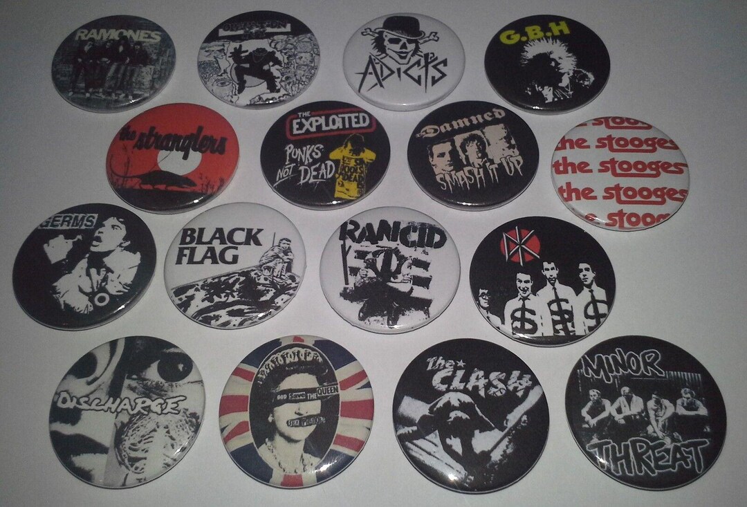 16 Punk Rock Pin Button Badges 25mm Pins - Etsy