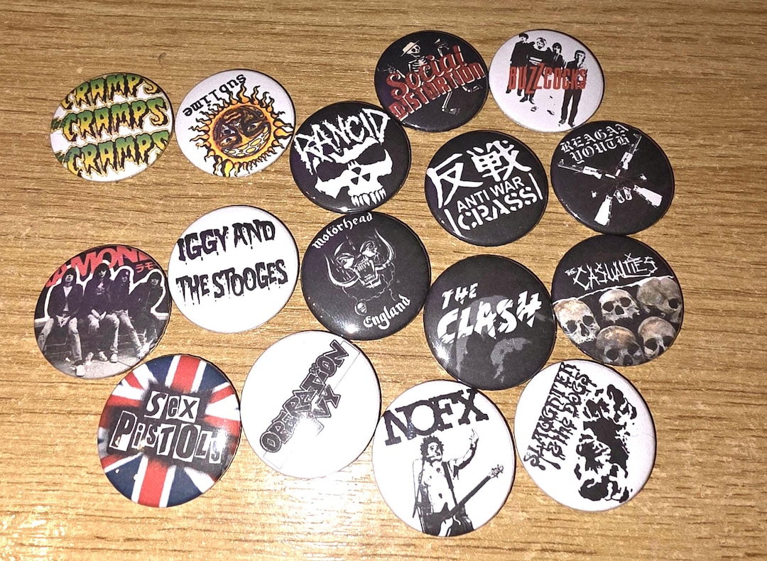 16 Punk Rock Pin Button Badges 25mm Mixed Bands - Etsy
