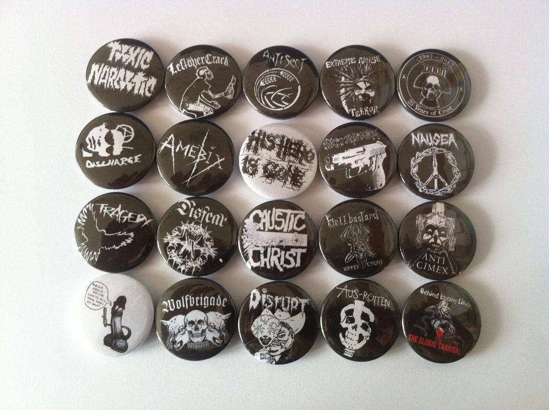 20 Crust Punk Rock Pin Button Badges 25mm Pins - Etsy