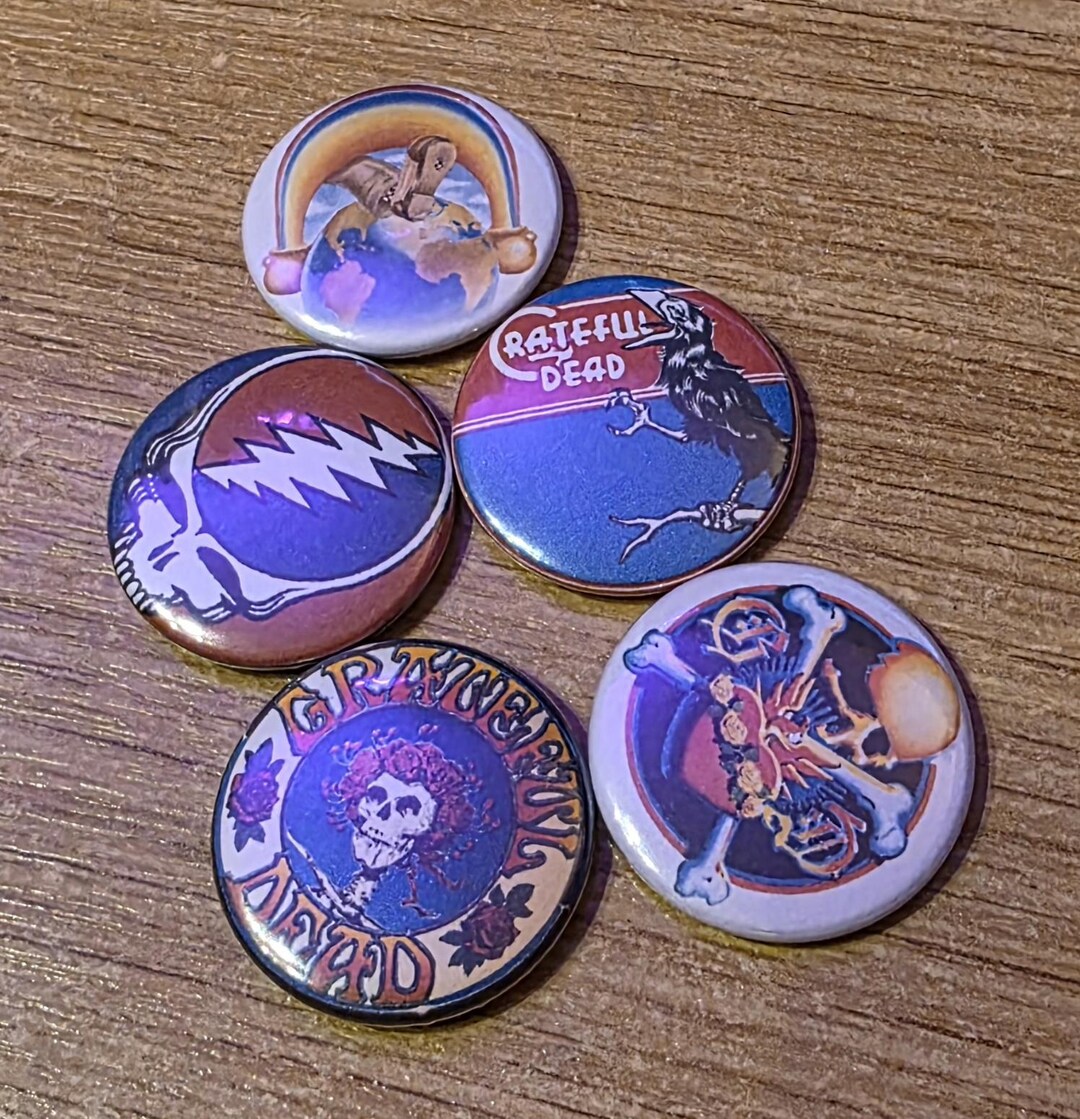 5 the Grateful Dead Pin Button Badges - 25mm Dead Heads Pins - Etsy