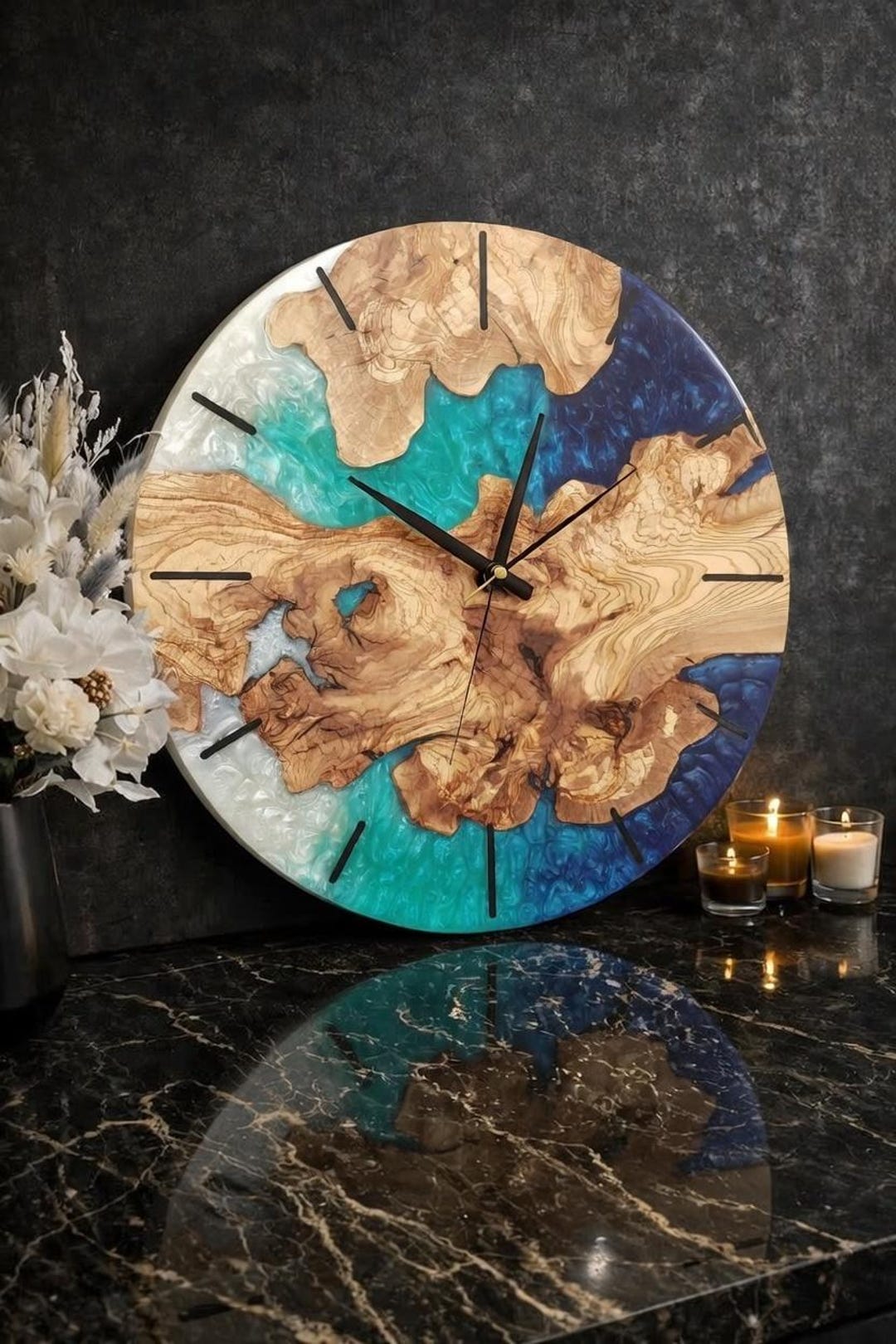 Ocean Resin Wall Clock,large Beach Wave Clock, Coastal Home Decor ...