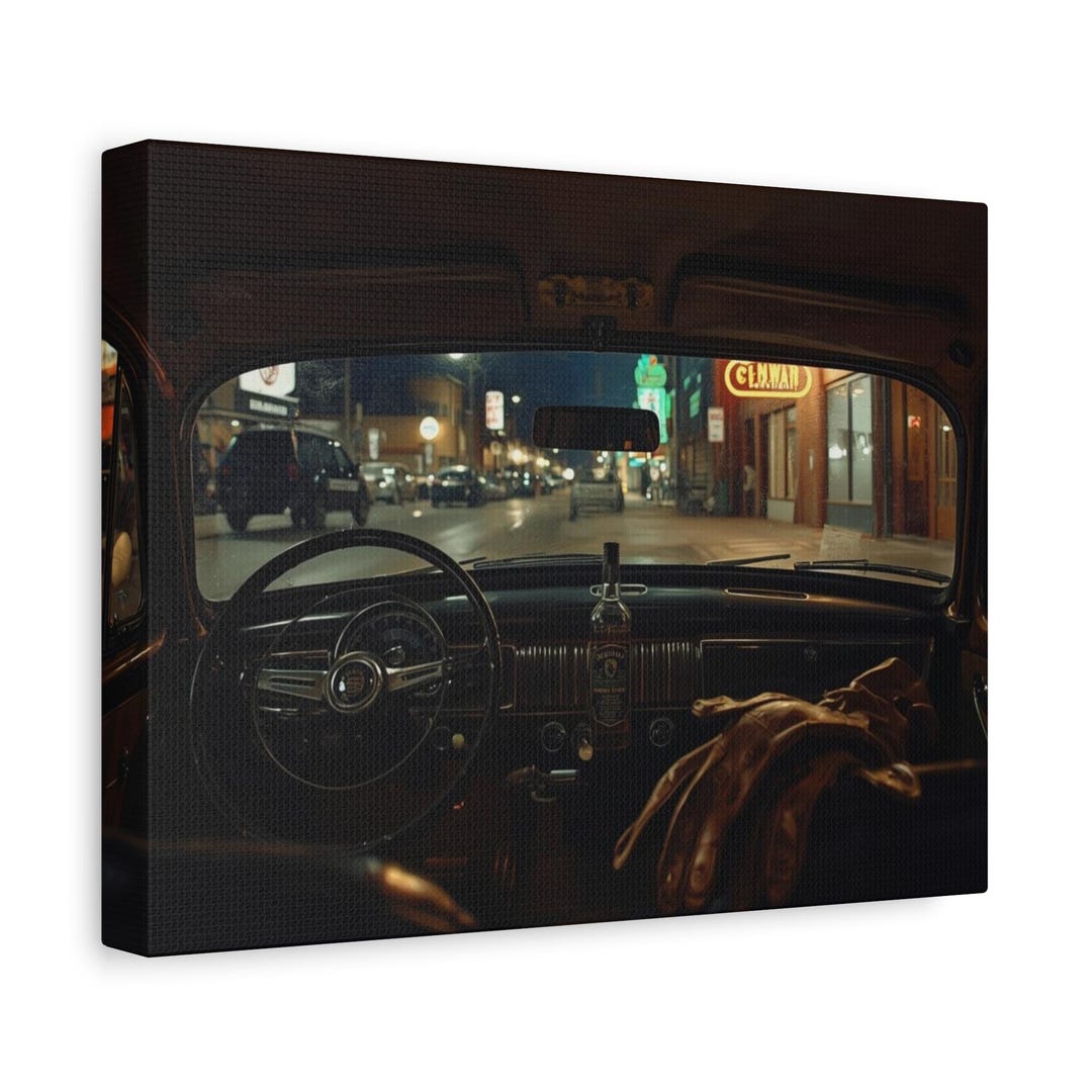 Vintage Car Dashboard Canvas Print – Retro Automotive Interior Wall Art ...