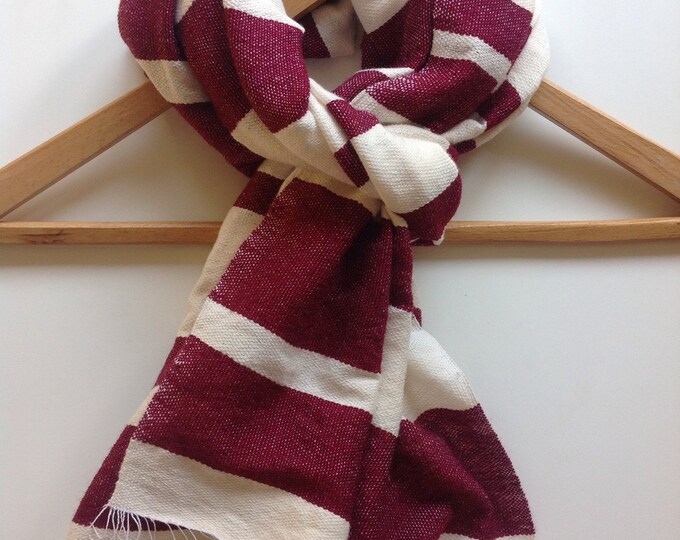 MAROON Scarf/ Cotton Wool Burgundy Scarf/ Men Women Hand Woven - Etsy