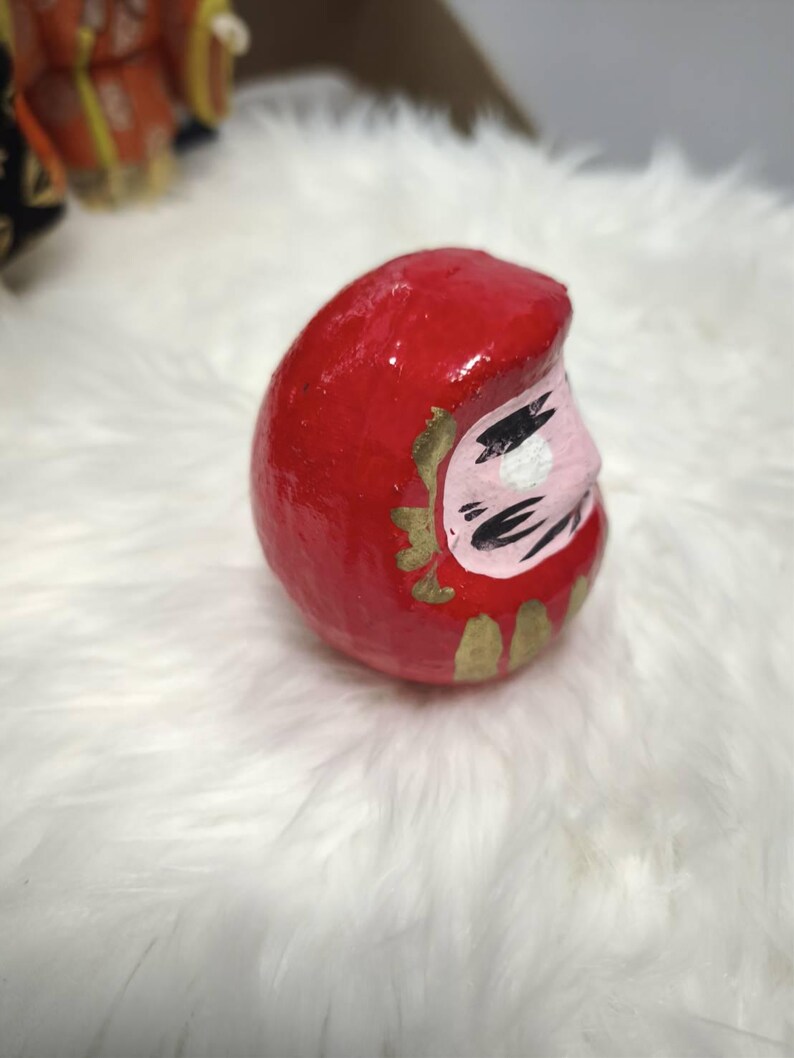 Vintage Hand Painted Daruma Doll | 3 Inch Wooden Lucky Charm - Etsy