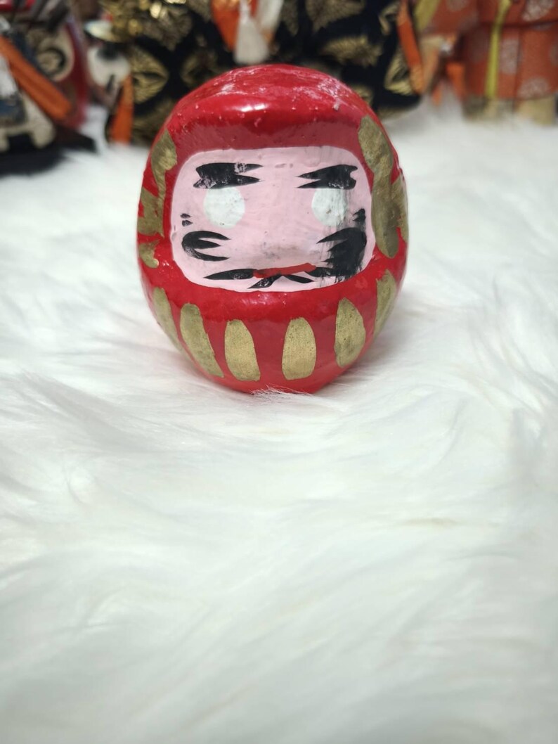 Vintage Hand Painted Daruma Doll | 3 Inch Wooden Lucky Charm - Etsy