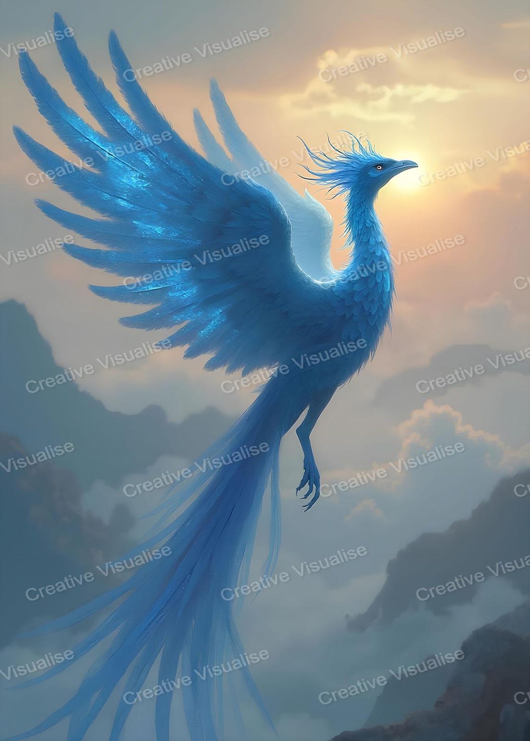 Blue Phoenix High-resolution Digital Print, 11000 X 16000 Pixels 300 ...