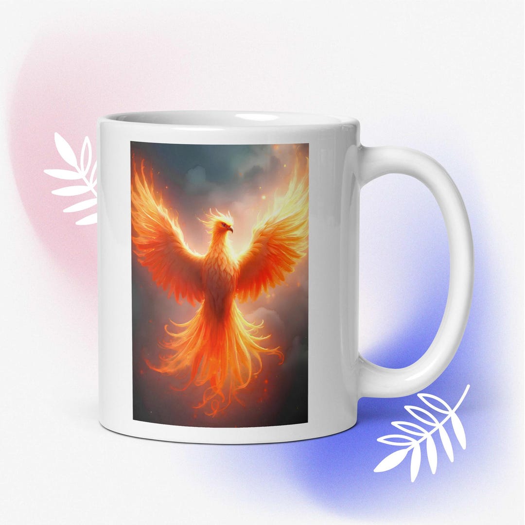 White Glossy With Phoenix Mug - Etsy