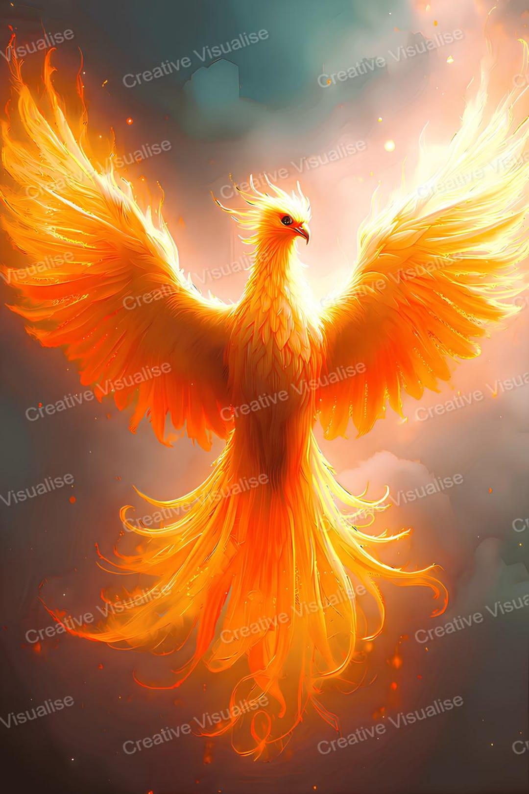Phoenix Wall Art Printable | Mythical Fire Bird Digital Download PDF ...