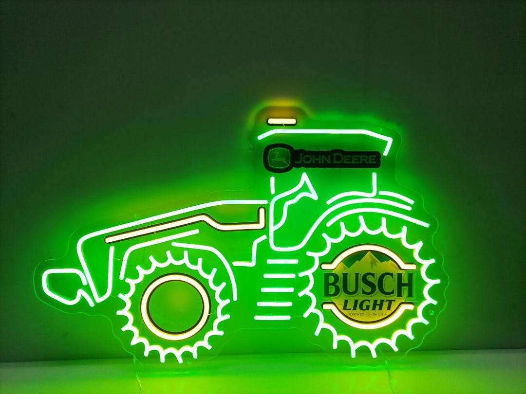 New John Deere Farm Tractor Busch Light Beer LED Neon Lamp Sign With ...