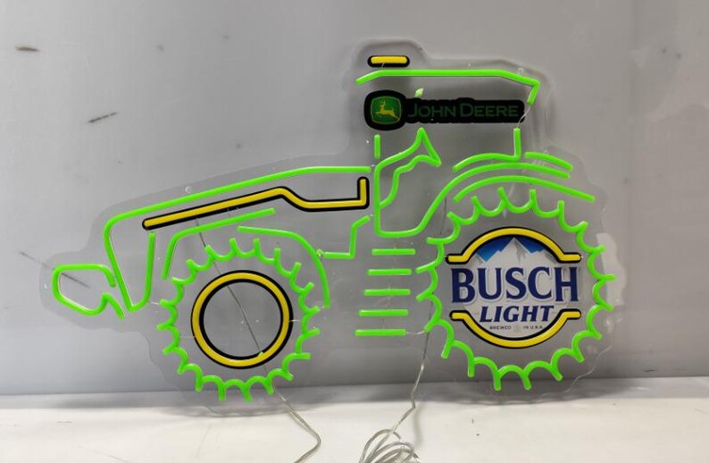 New John Deere Farm Tractor Busch Light Beer LED Neon Lamp Sign With ...