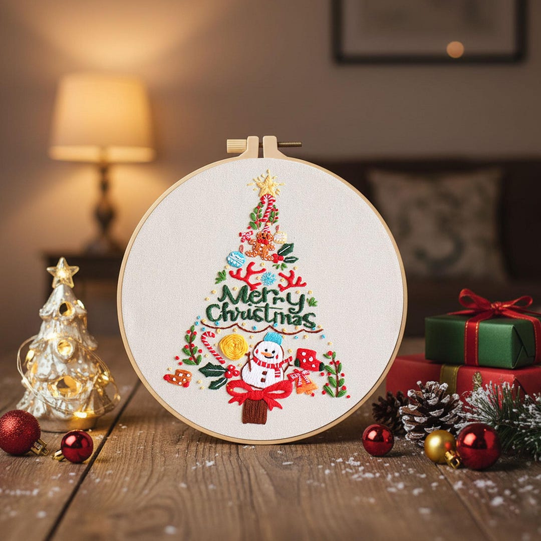 Christmas Tree Embroidery Kit: Beginner Holiday DIY Decor - Etsy