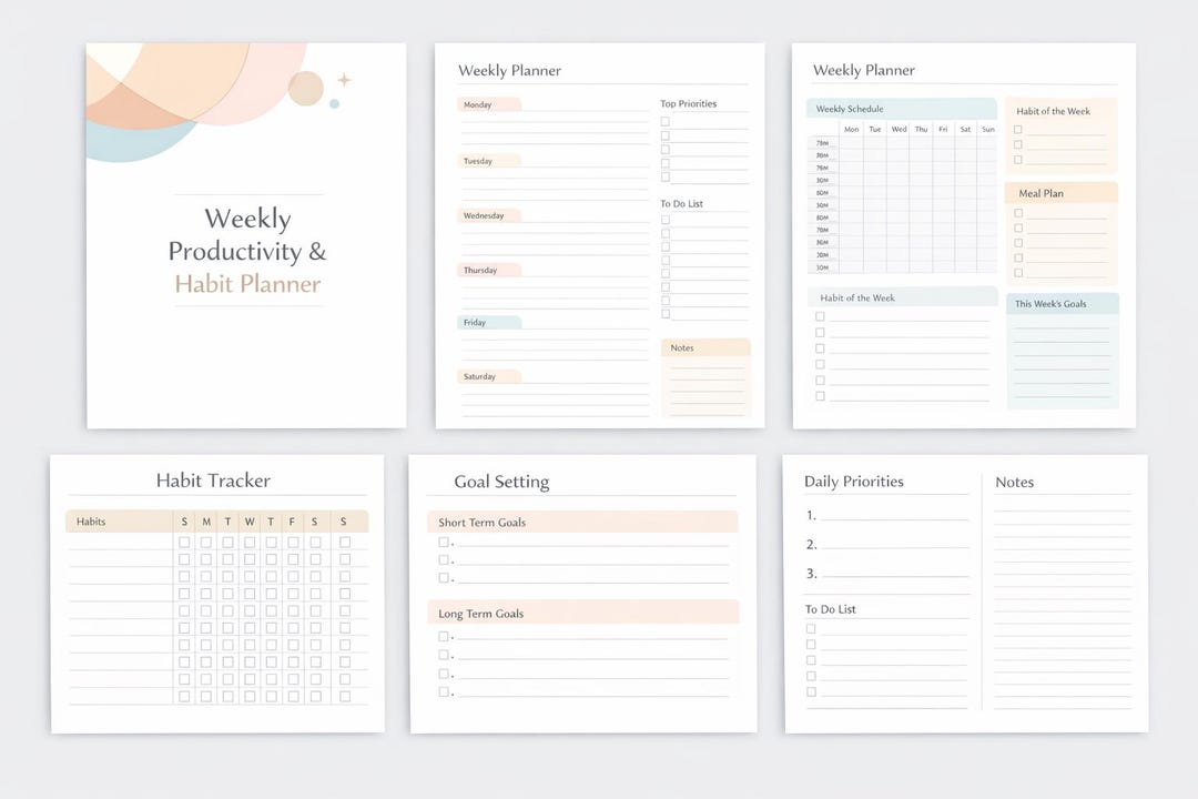 Weekly Productivity & Habit Planner | Printable A4 + US Letter ...