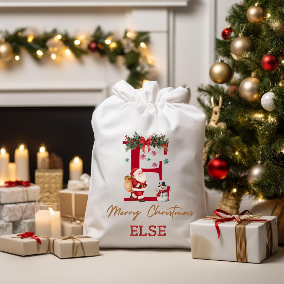 Personalized Christmas Initial Santa Sack, Custom Monogram Letter ...