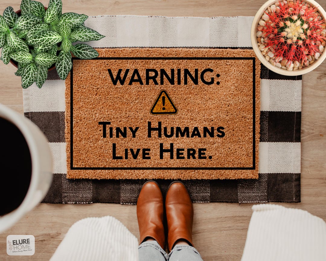 Warning: Tiny Humans Live Here Doormat, Funny Kids Welcome Mat, New ...