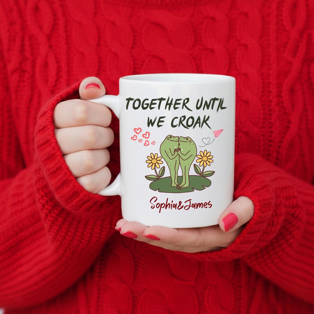 Personalized Frog Couple Mug, Together Until We Croak, Funny Valentine ...