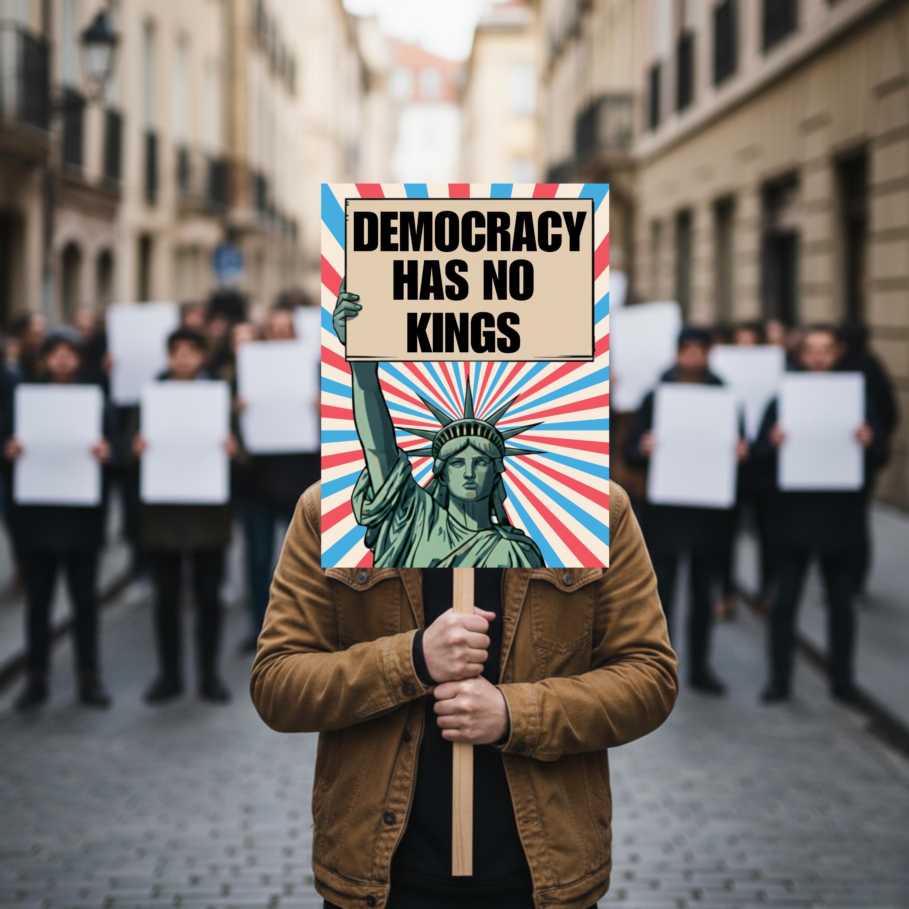 Democracy Has No Kings Sign, Statue of Liberty Protest Poster, Pro ...