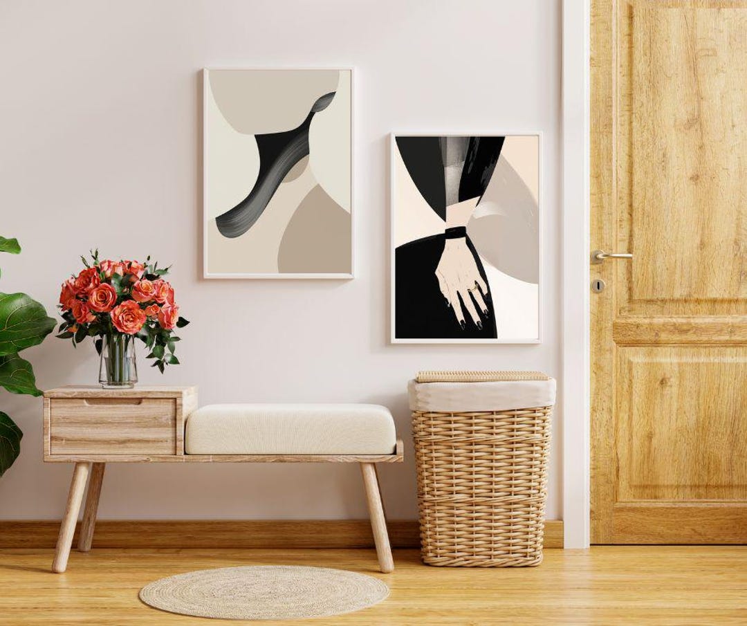 Abstract Neck and Hand Line Art Set, Digital Download, Minimalist Wall ...