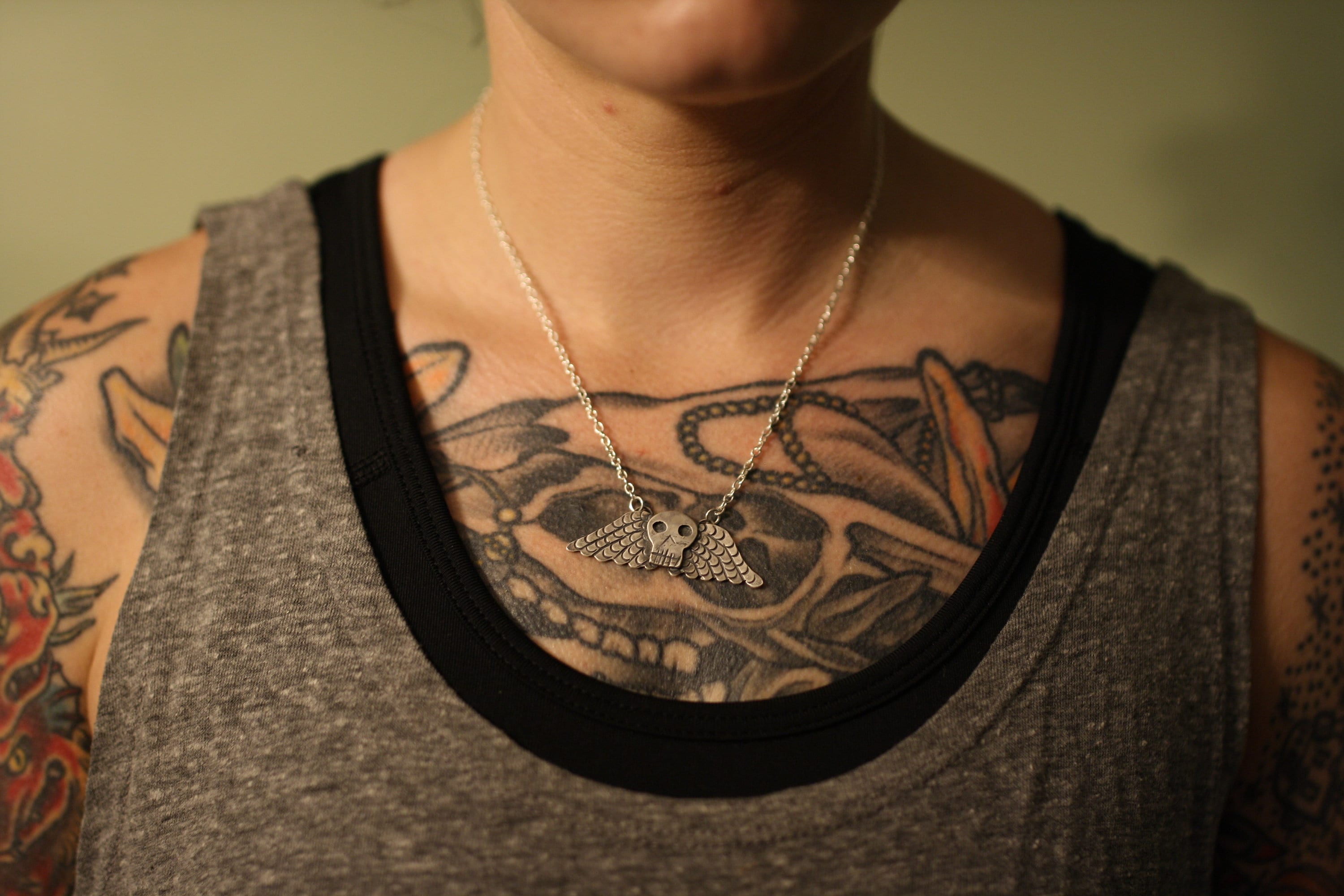 Deaths Head Winged Skull Necklace Made To Order | Etsy