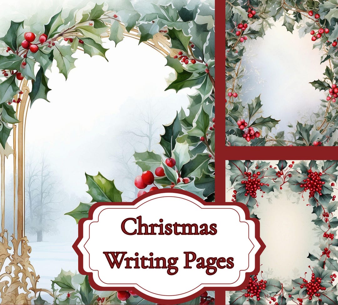 Printable Holly Christmas Writing Paper | Vintage Stationery (digital ...