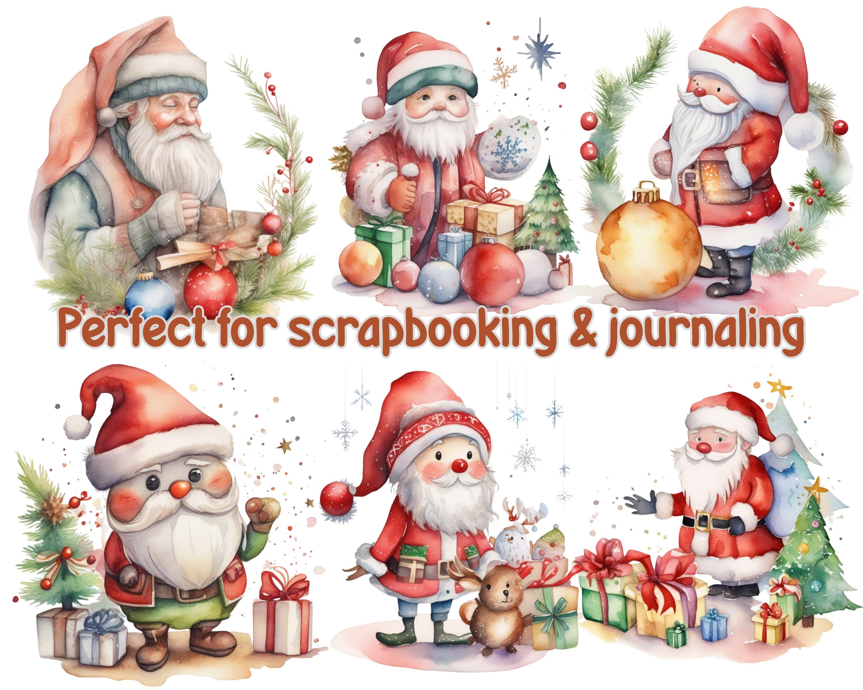 Watercolor Santa Clipart – 17 PNG Christmas Illustrations (digital ...