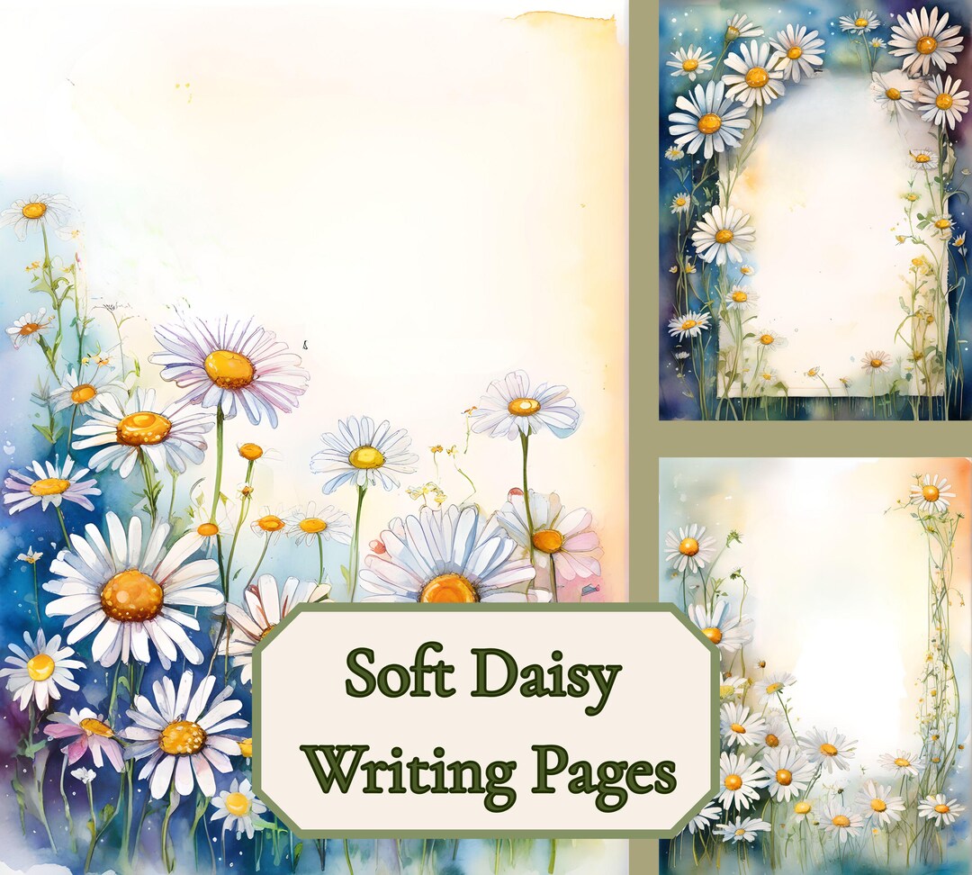 Soft Daisy Writing Pages – 24 Printable A4 & US Letter Journal Set ...