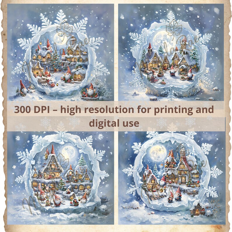 Enchanted Winter Village – Magical Snowflake Town Illustrations | 300 ...