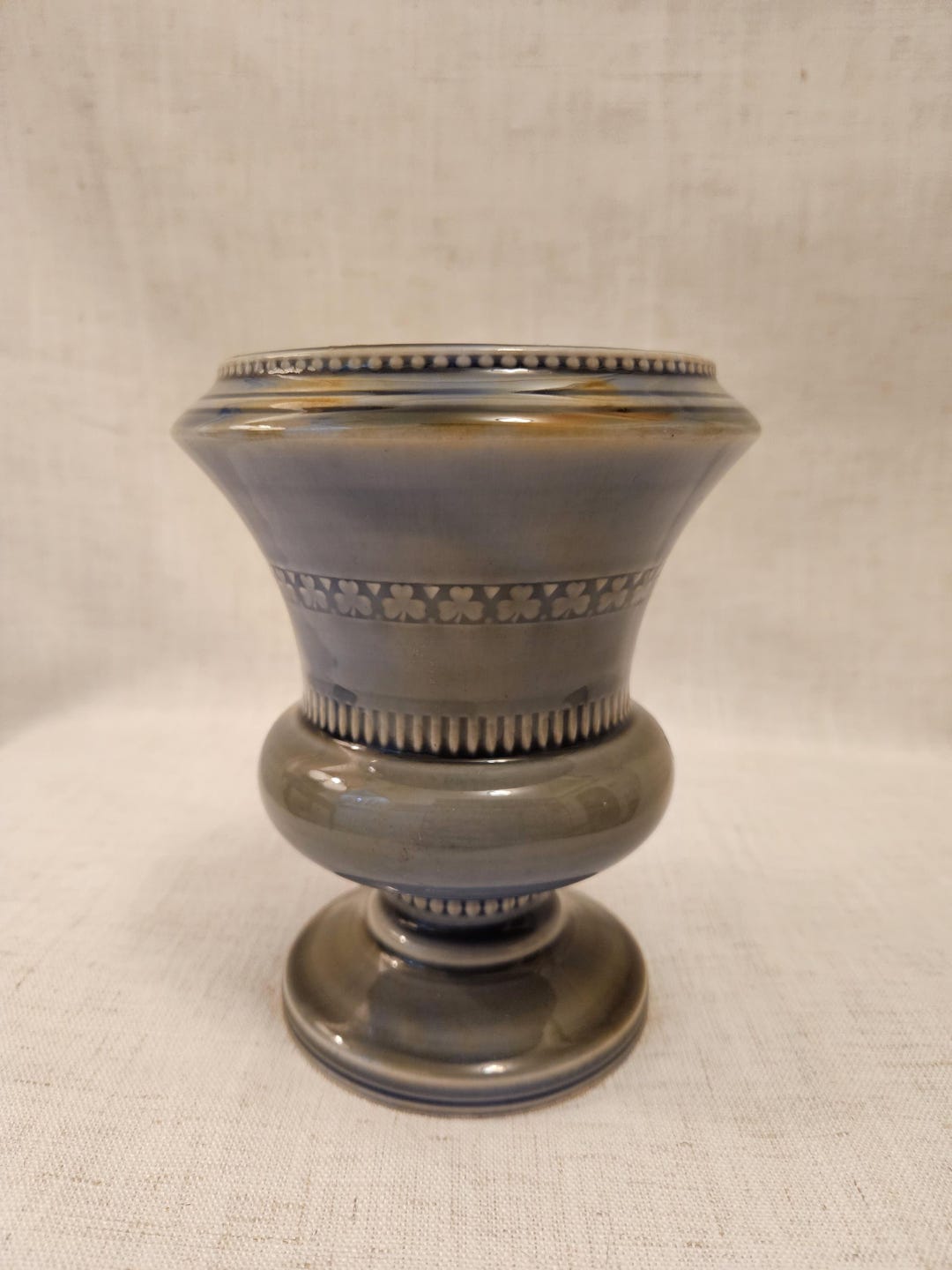 Vintage Wade Irish Porcelain Urn Vase - Green and Blue, Shamrock Design ...