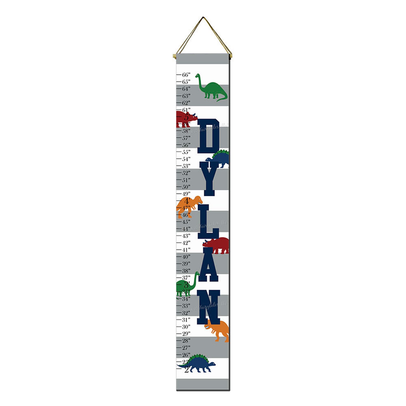 Dinosaur Canvas Growth Chart Height Chart Ruler - Etsy