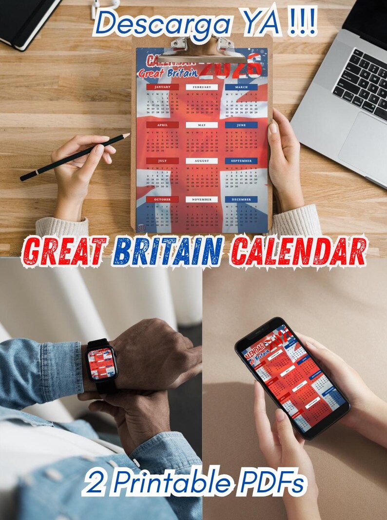 21 2026 Britain Calendar Printable PDF – English Edition – Elegant ...