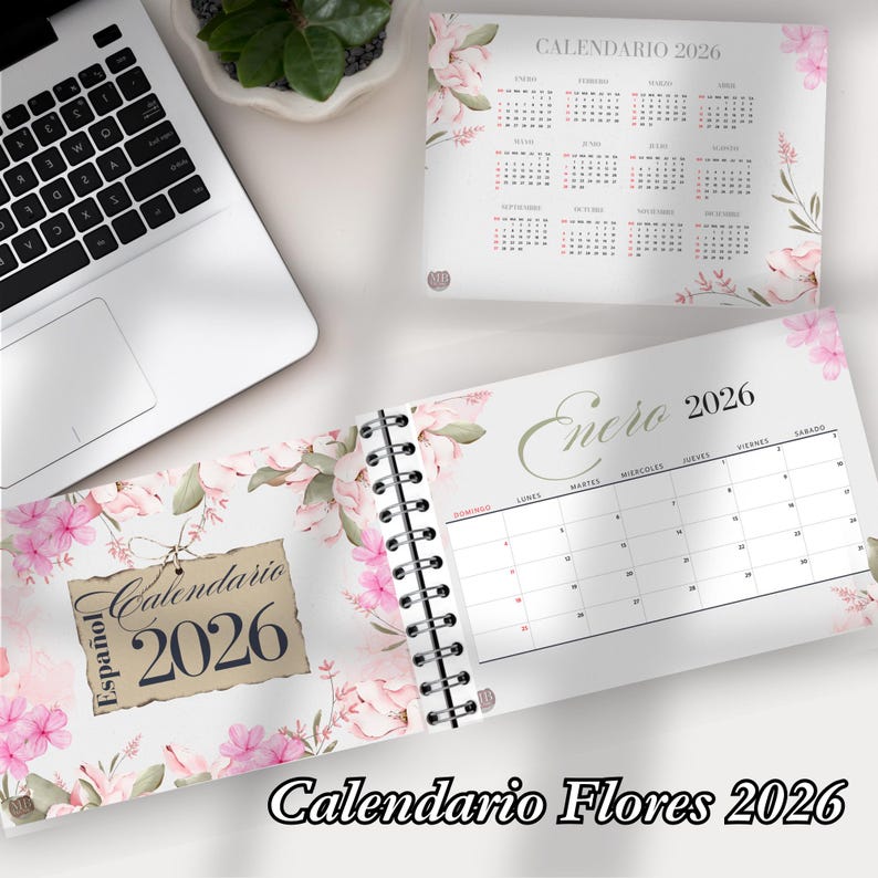 Calendario 2026 Mensual Imprimible PDF - 3 En 1 | Español | Flores ...