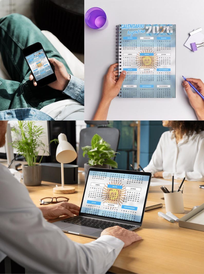 34 2026 Argentina Calendar Printable PDF – Simple Edition – Spanish ...