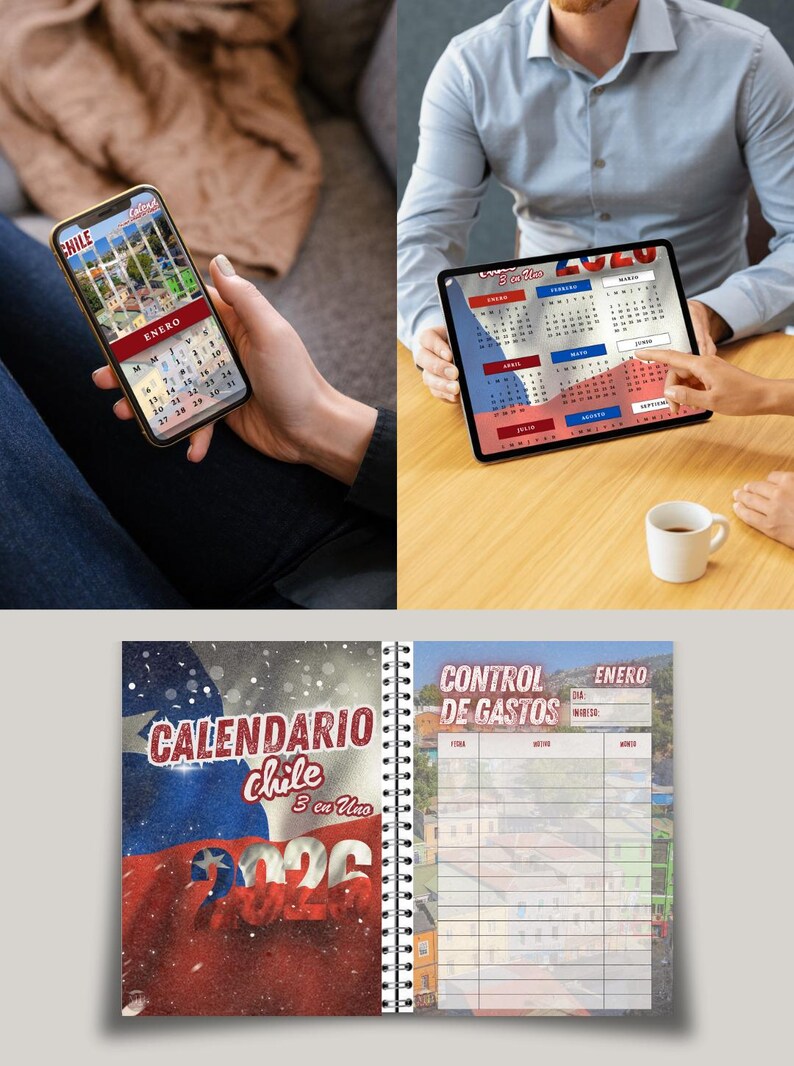 11 2026 Chile Calendar Printable PDF – 3 in 1 Planner – Spanish Edition ...