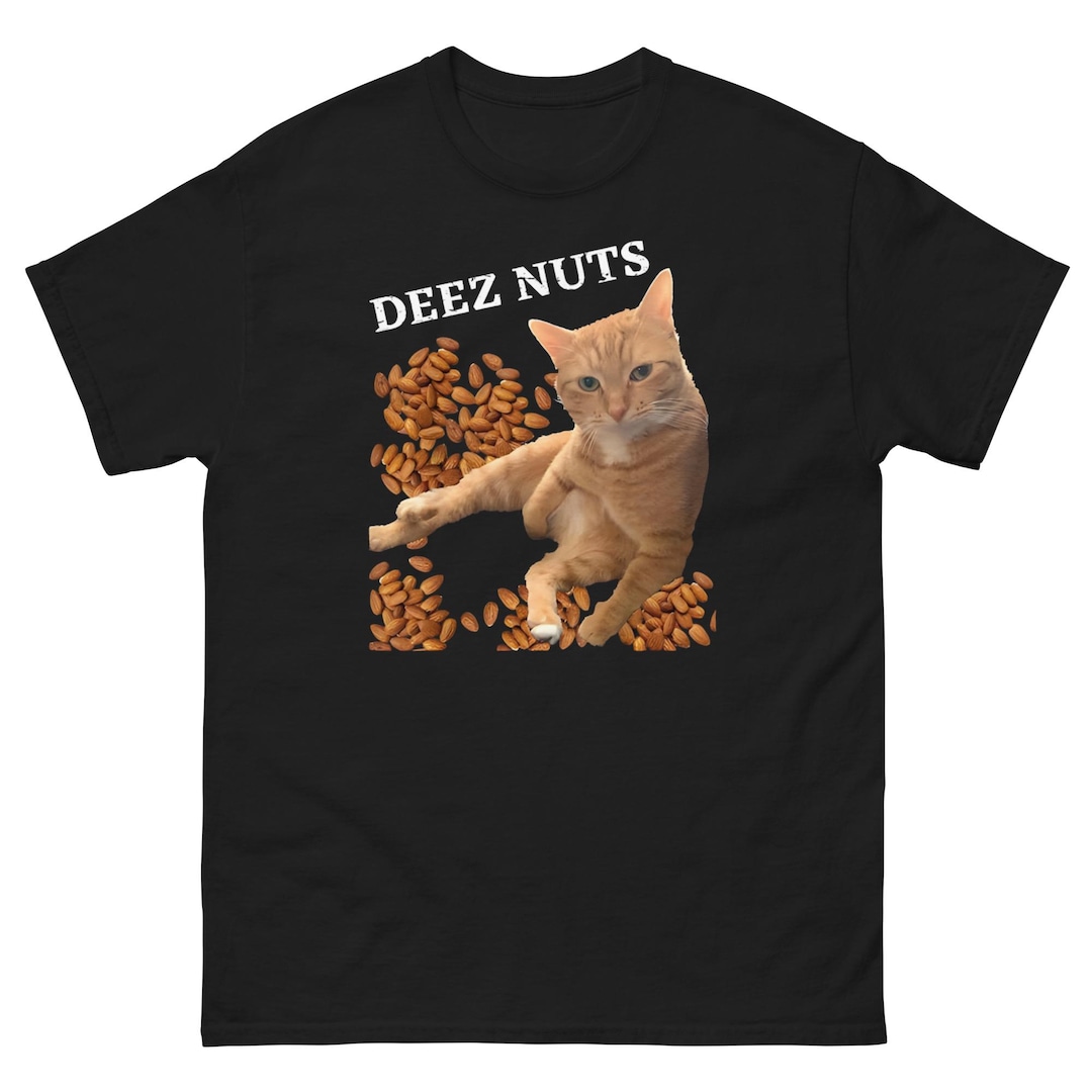 Deez Nuts Funny Cat With Amygdala Deez Nutz Vintage Men's T-shirt ...