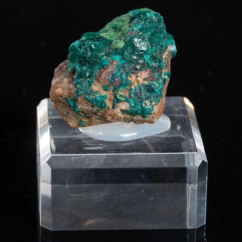 Dioptase Crystal on Matrix 1.1 Oz - Stone DR Congo Specimen on Base # ...