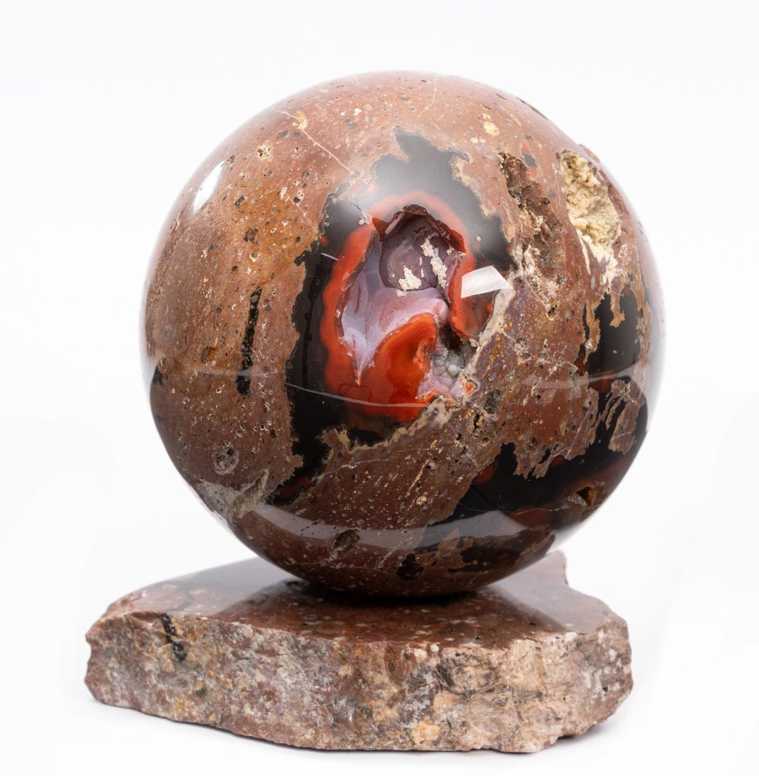Rare Fire AGATE Botryoidal Geode Sphere 3.19