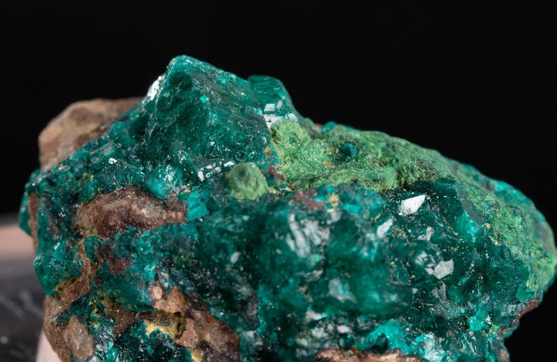 Dioptase Crystal on Matrix 1.1 Oz - Stone DR Congo Specimen on Base # ...