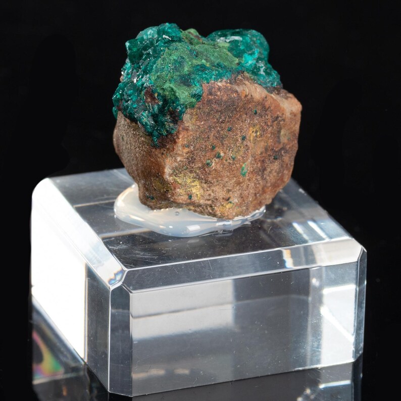 Dioptase Crystal on Matrix 1.1 Oz - Stone DR Congo Specimen on Base # ...