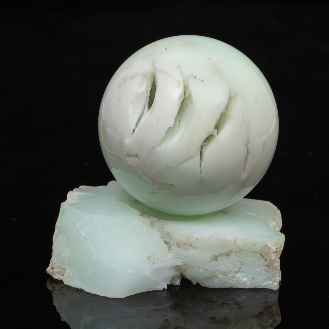 CHRYSOPRASE Geode Sphere With Stand 2.4 Inch - Green Ball Stone ...