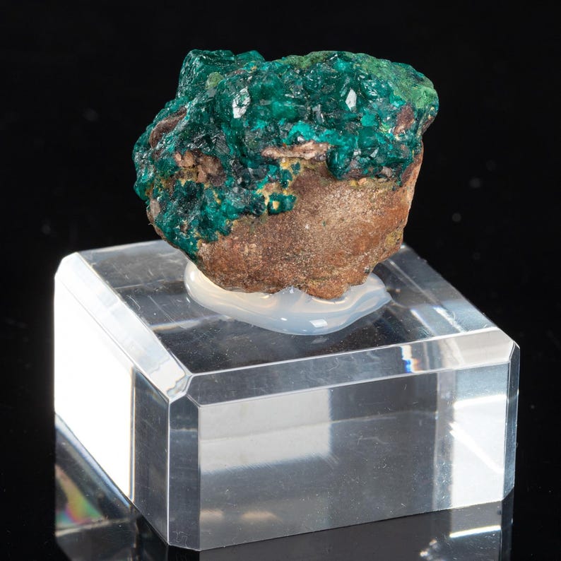 Dioptase Crystal on Matrix 1.1 Oz - Stone DR Congo Specimen on Base # ...