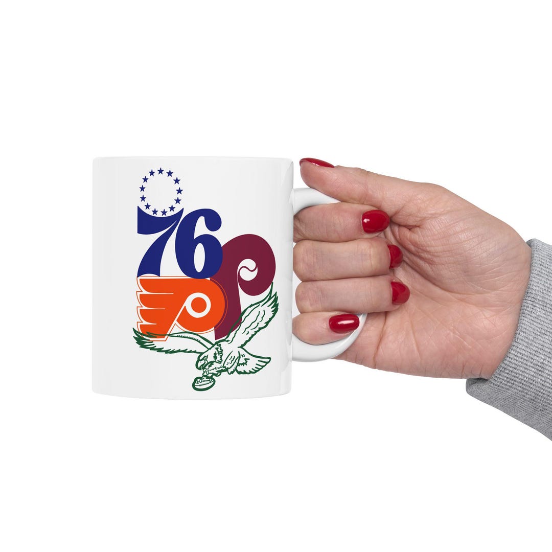 Philly Fans Throwback Logos Graphic Mug | Vintage Hand Drawn 11oz, 15oz ...