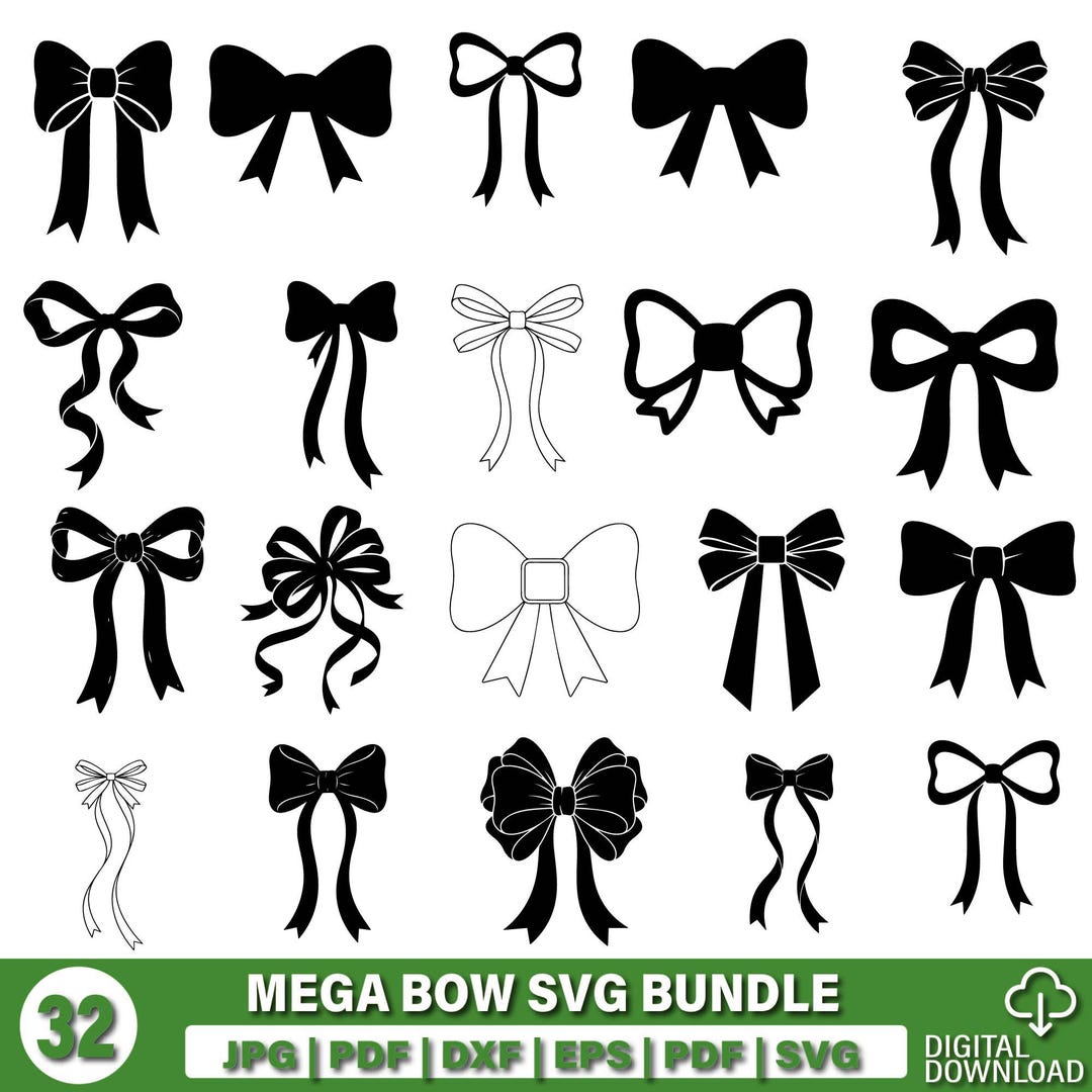 Black Bow Svg Bundle, Ribbon Bow Svg, Ribbon Svg, Bow Svg Cut Files ...
