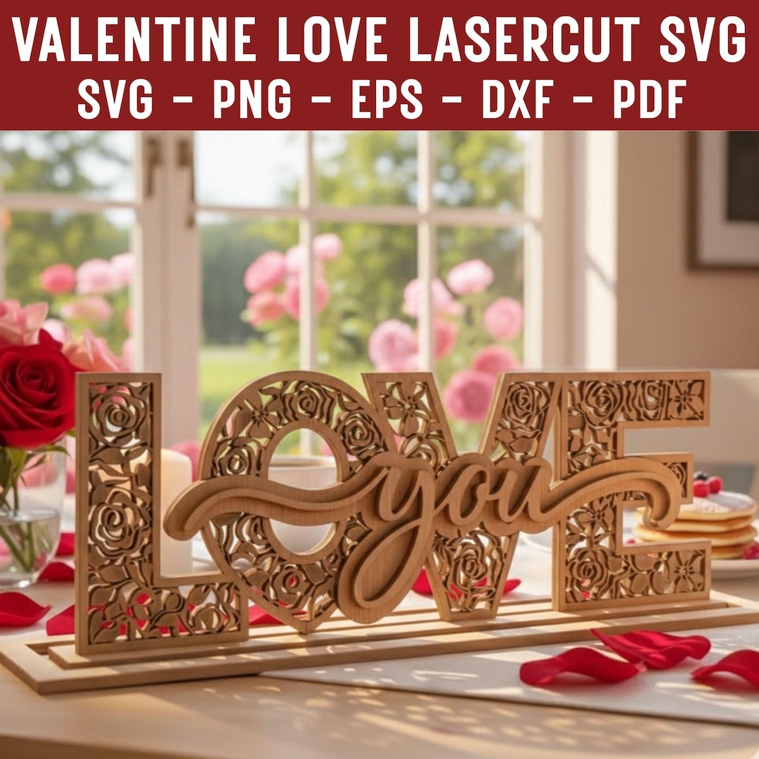 Valentine Sign SVG DXF | Romantic Wood Cut Design for Cricut ...